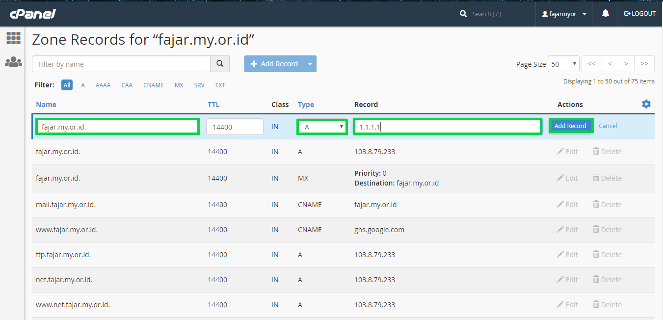 Cara Menambah dan Mengedit DNS Record Melalui cPanel - Knowledgebase - Rumah Hosting